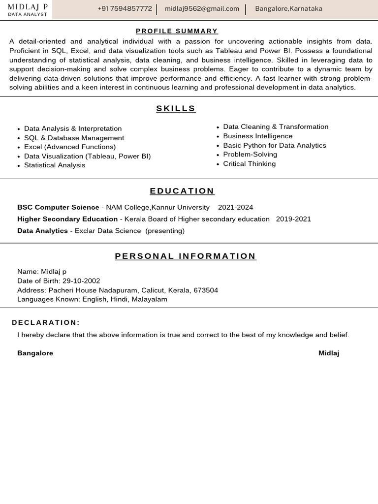Resume Midlaj | PDF