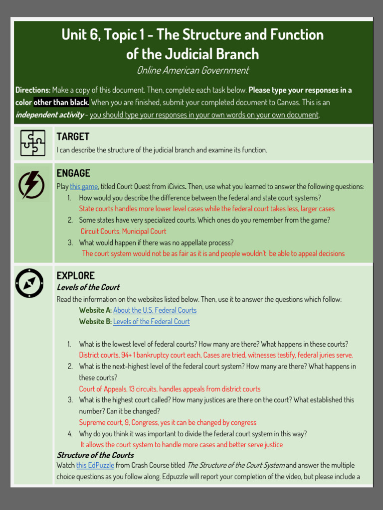 Judicial Branch Study Guide | PDF | Federal Government Of The United ...