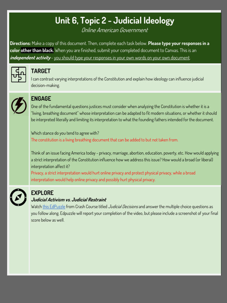 Unit 6, Topic 2 - Judicial Ideology Ryan Donaldson | PDF | Supreme ...