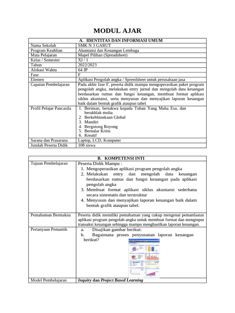 Modul Ajar Spreadsheet Akuntansi SMK | PDF