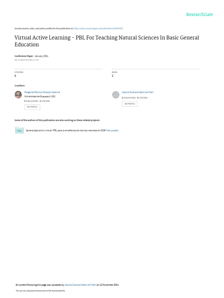 Virtual Active Learning - PBL For Teaching Natural | PDF | Teachers ...