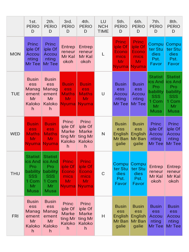 SSS 1 COMMERCE TIME TABLE 09jan25 123931 | PDF