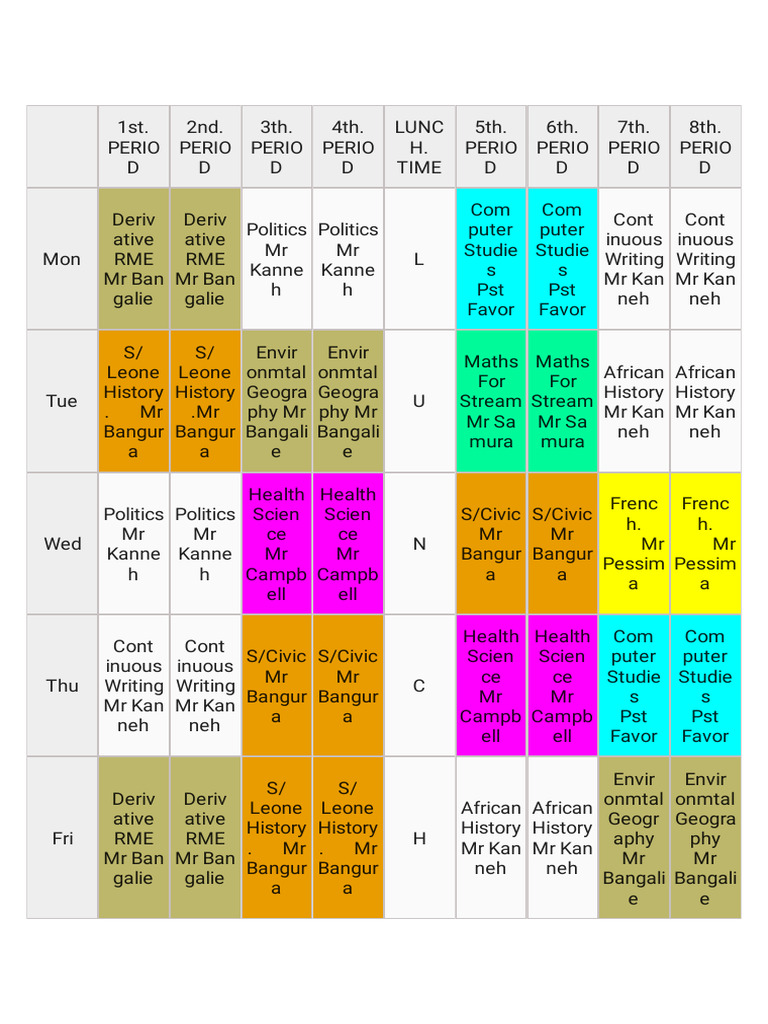 SSS 1 Art Time Table 08jan25 091146 | PDF