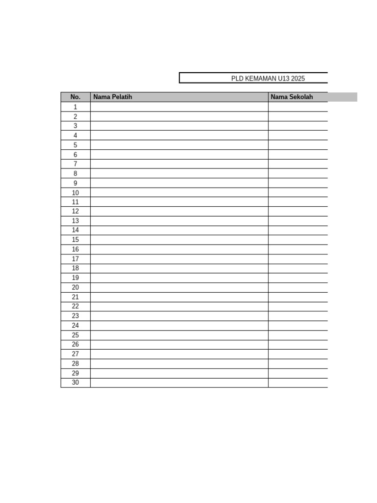PEMILIHAN PLD U13 2025 | PDF