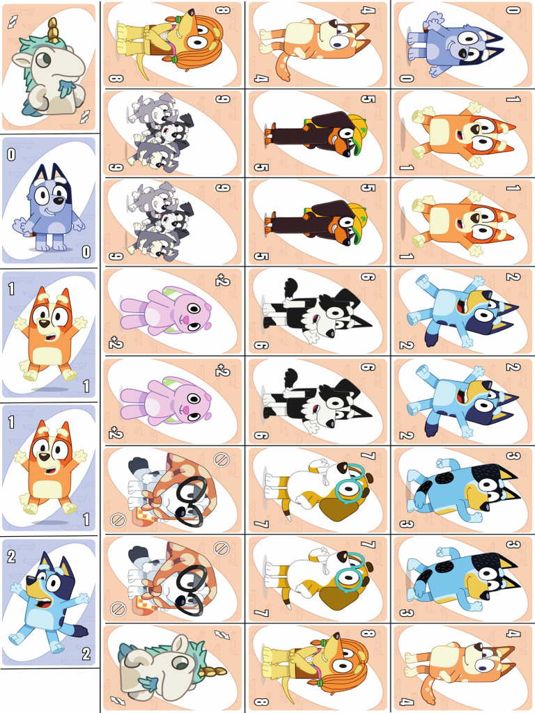 Cartas UNO Bluey | PDF