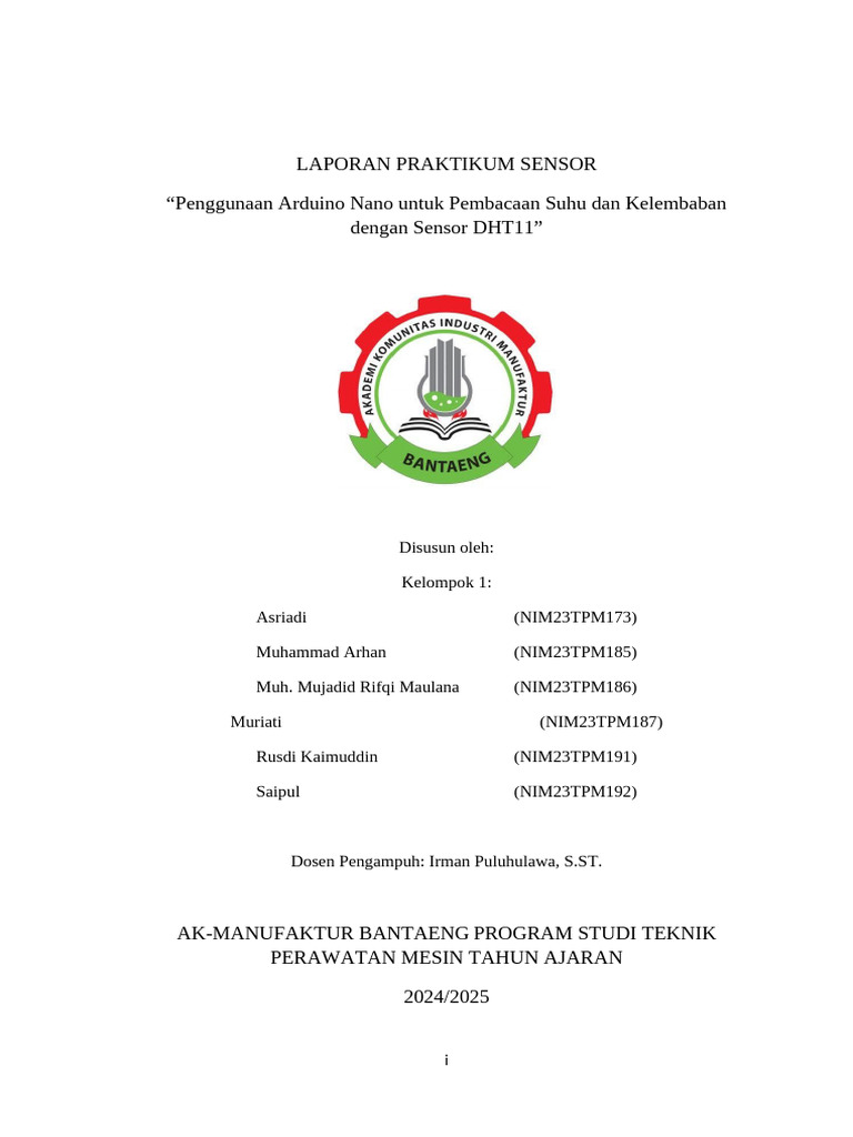 Laporan Praktikum Sensor DHT11 | PDF
