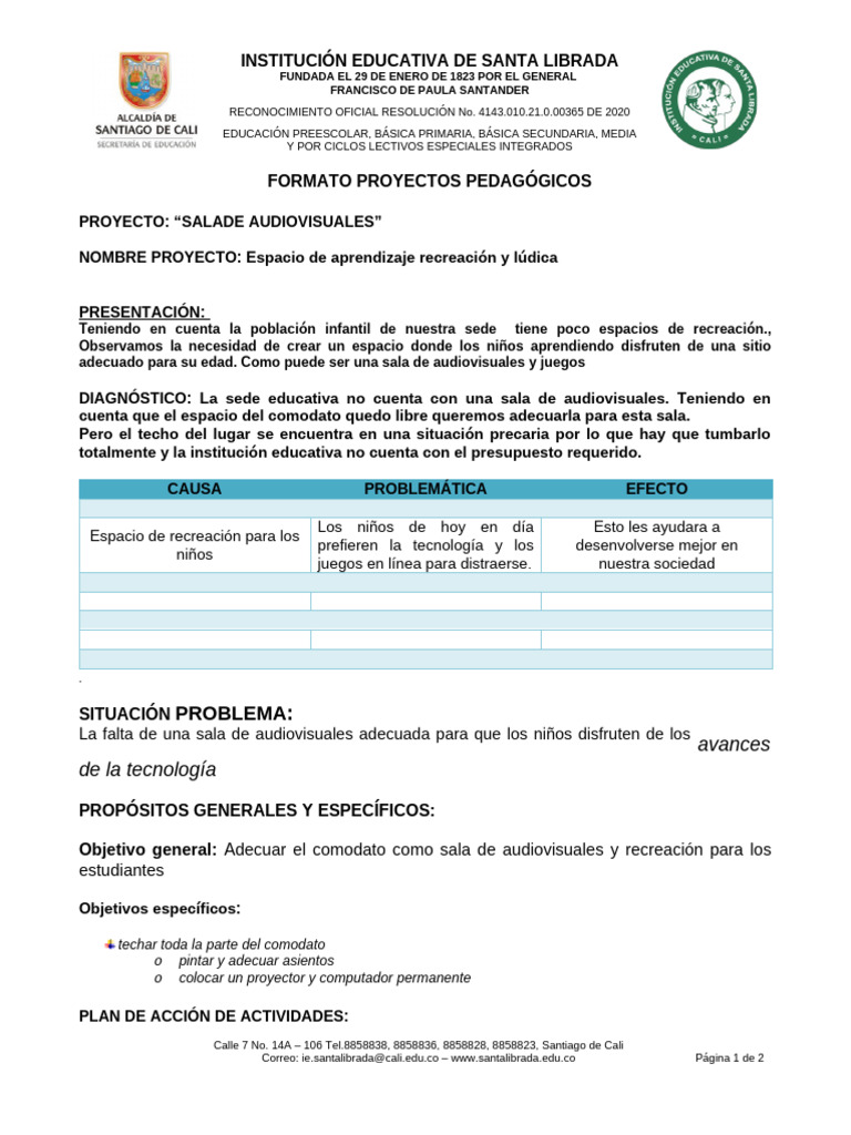 Proyectos Pedagógicos Transversales | PDF | Educación de la primera infancia | Aprendizaje