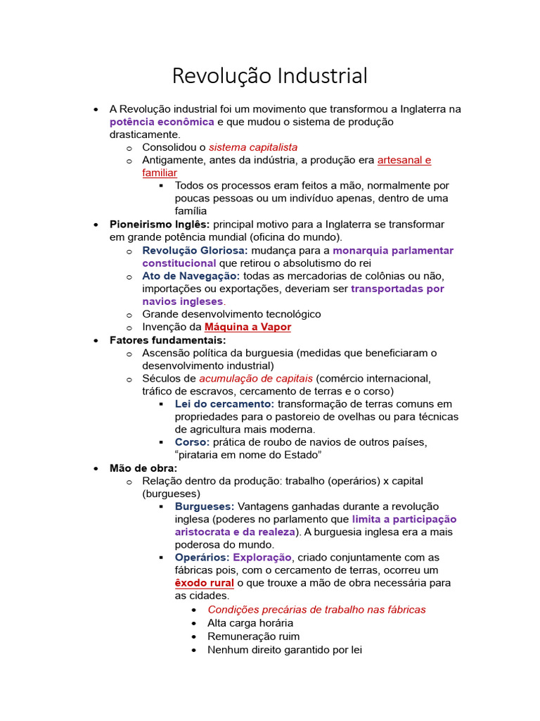 Revolução Industrial e Independência dos EUA | PDF | Revolução ...
