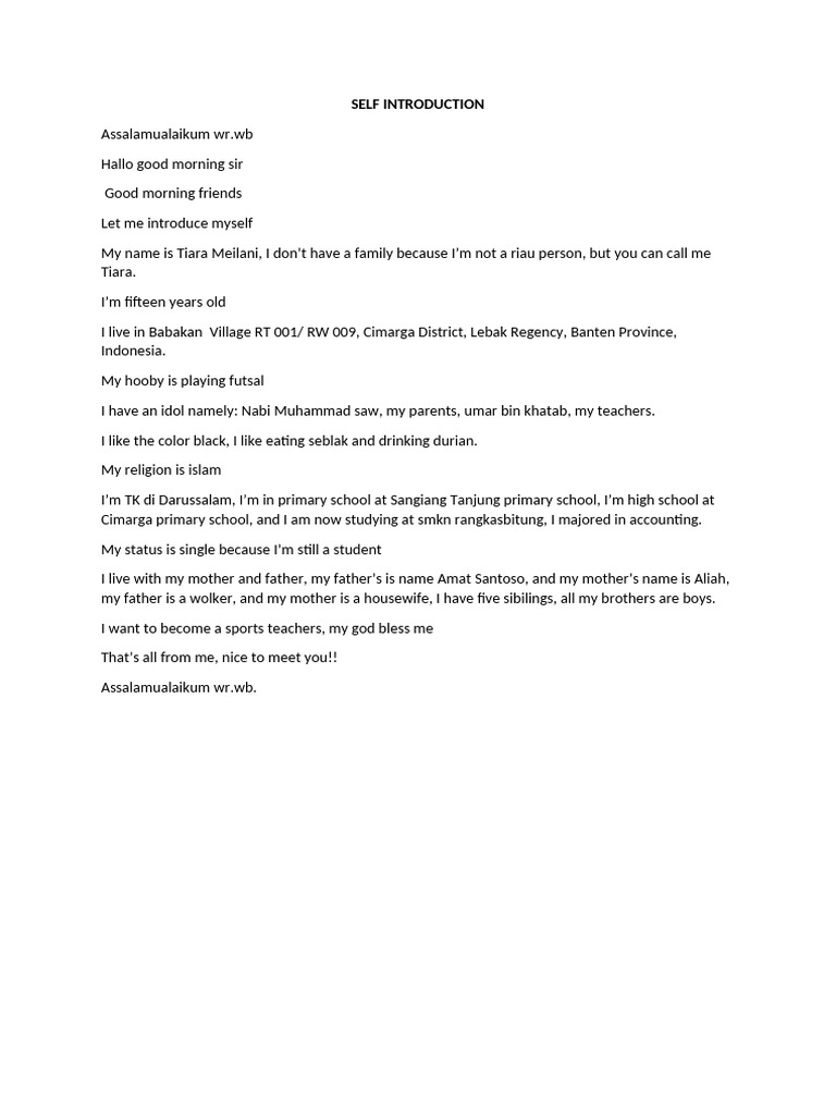 Self Introduction | PDF