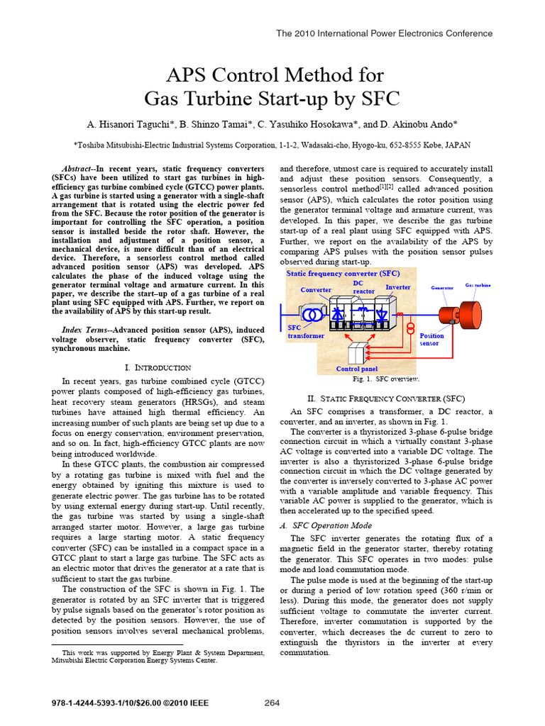APS Control Method for Gas Turbine Start-up by SFC | PDF | Power Inverter | Electric Generator