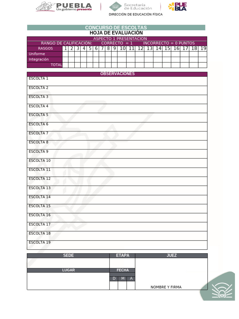 Hojas Eval Conc Escoltas Sist Estatal Def Jga 2024 | PDF