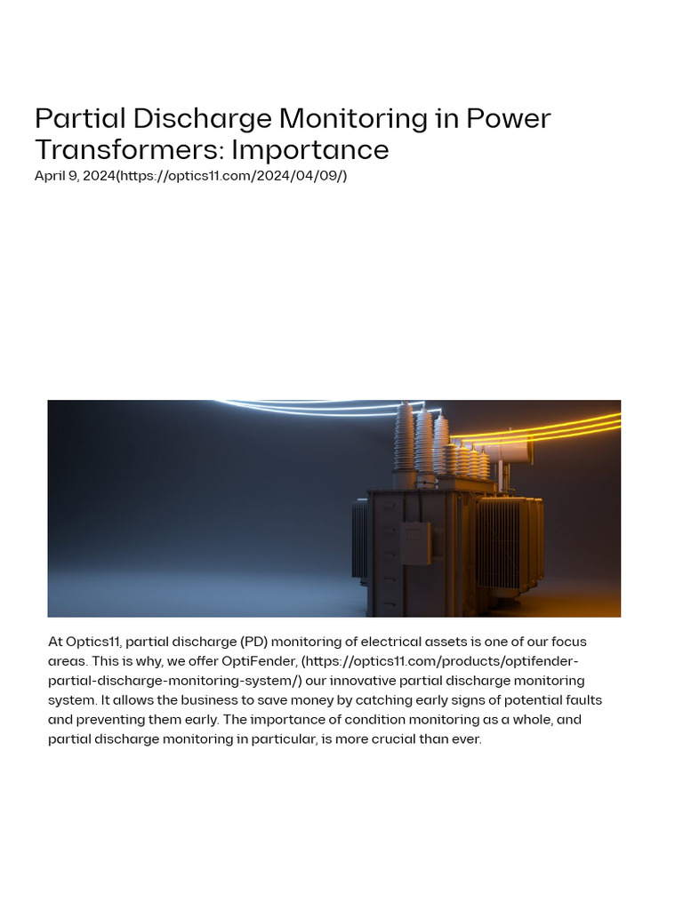 Partial Discharge Monitoring in Power Transformers - Importance ...