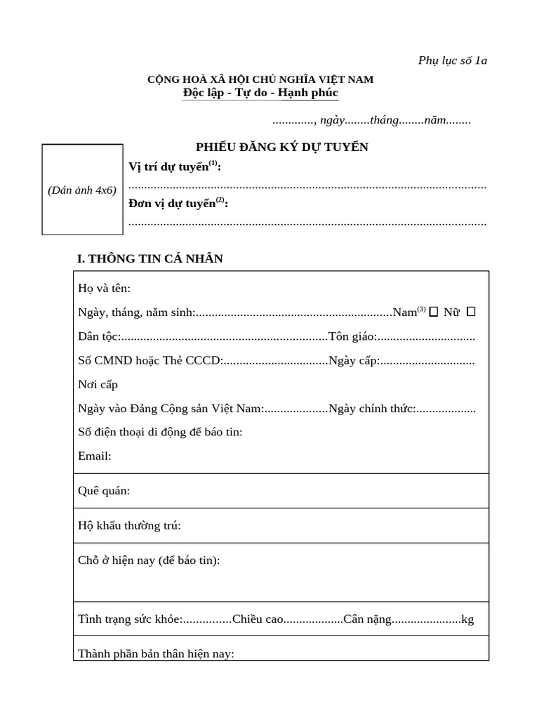 Phieu Dang Ky Du Tuyen 1 Pdf