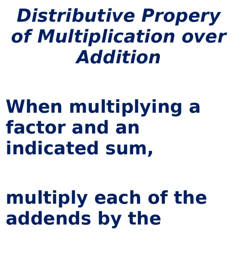 Distributive Propery of Multiplication Over Addition | PDF