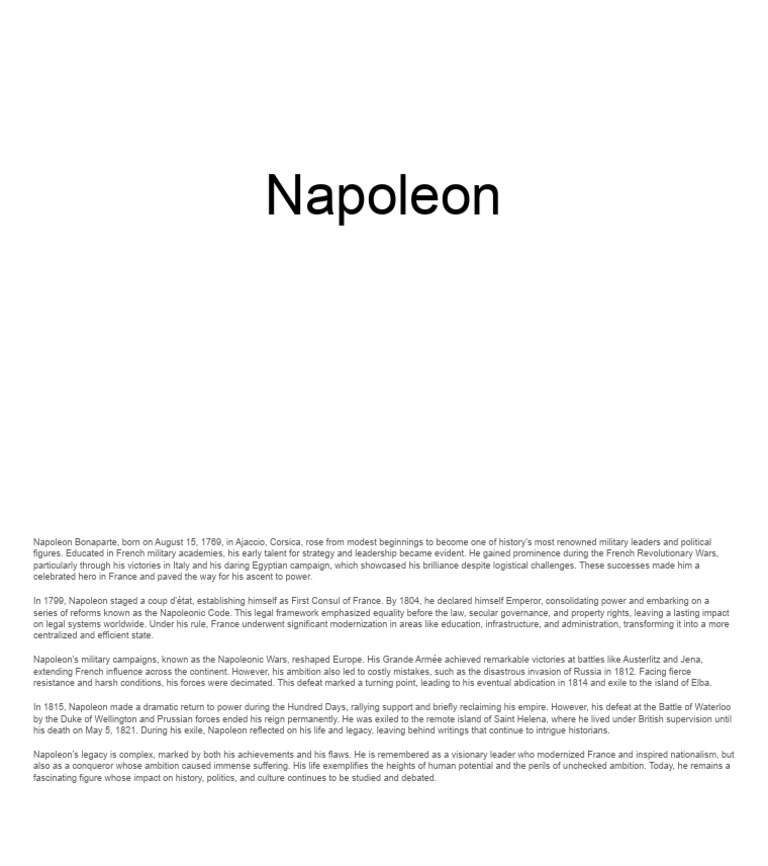 Napoleon | PDF | Napoleon | First French Empire