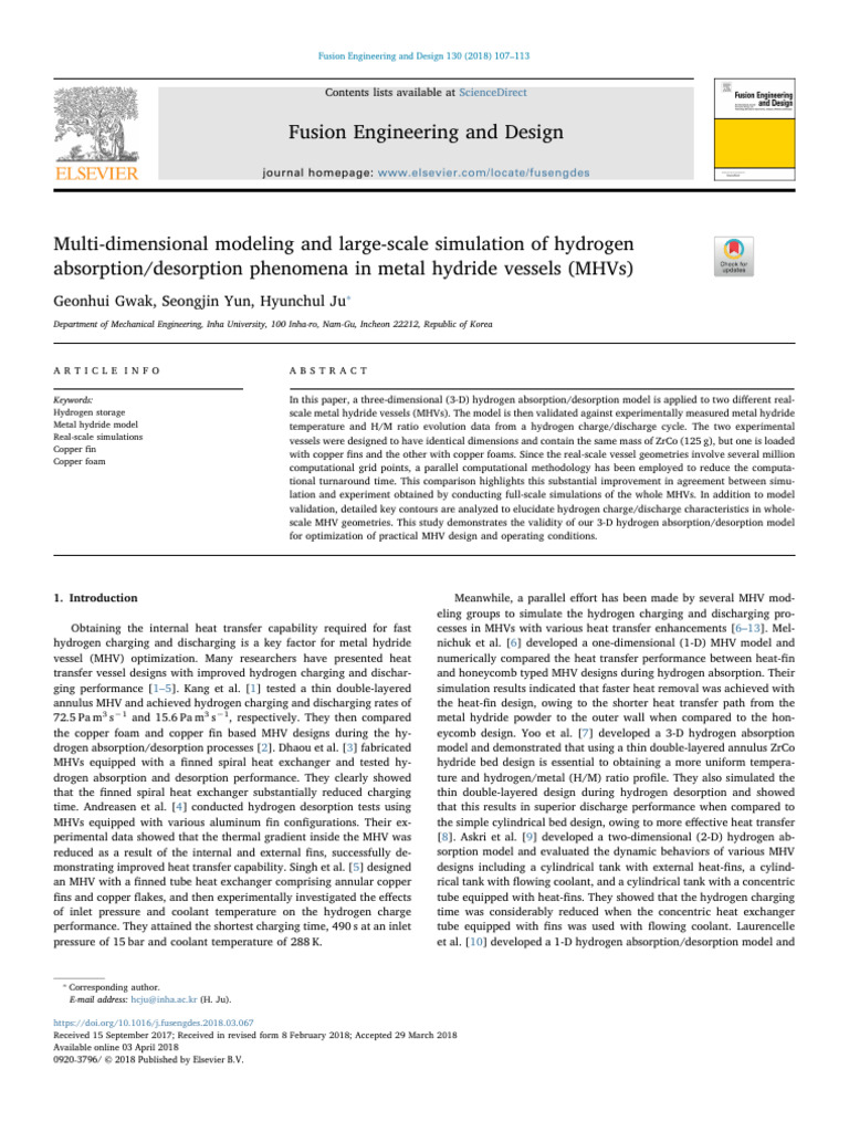 Gwak (2018) - Multidimensional Modeling and Largescale Simulation of Hydrogen - Cover | PDF ...