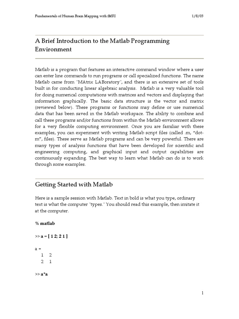 Matlab Manual1 | PDF | Matlab | Matrix (Mathematics)