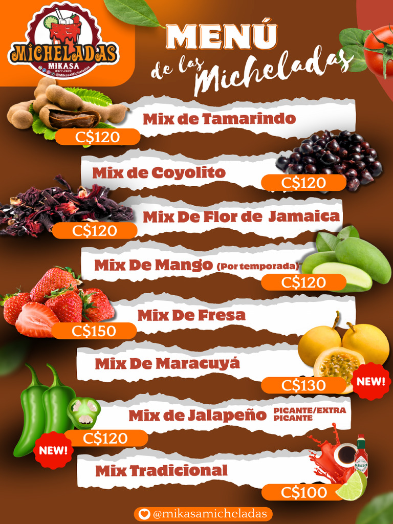 Menú Mikasa Micheladas 2024 | PDF