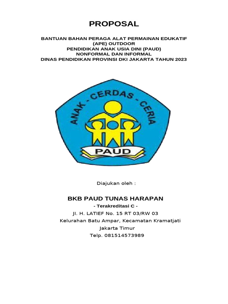 Proposal Ape Outdoor Musrenbang 2023 Tunas Harapan382 | PDF