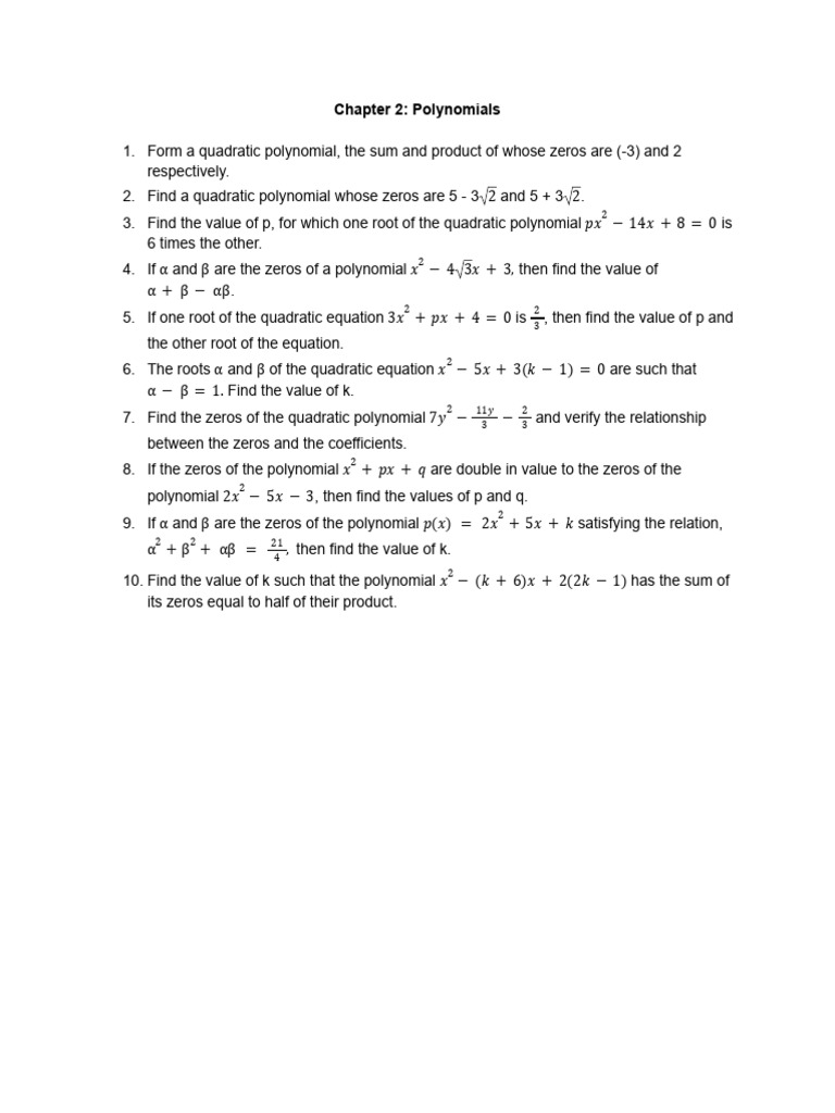 Chapter 2 - Polynomials | PDF
