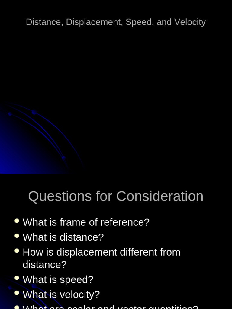 Distance Displacement Speed and Velocity | PDF | Velocity | Euclidean ...