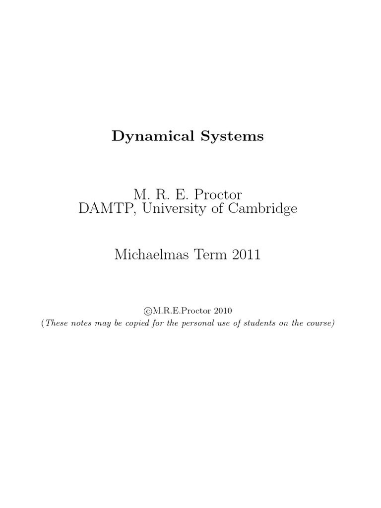 Dynamical Systems copy | PDF | Stability Theory | Dynamical System