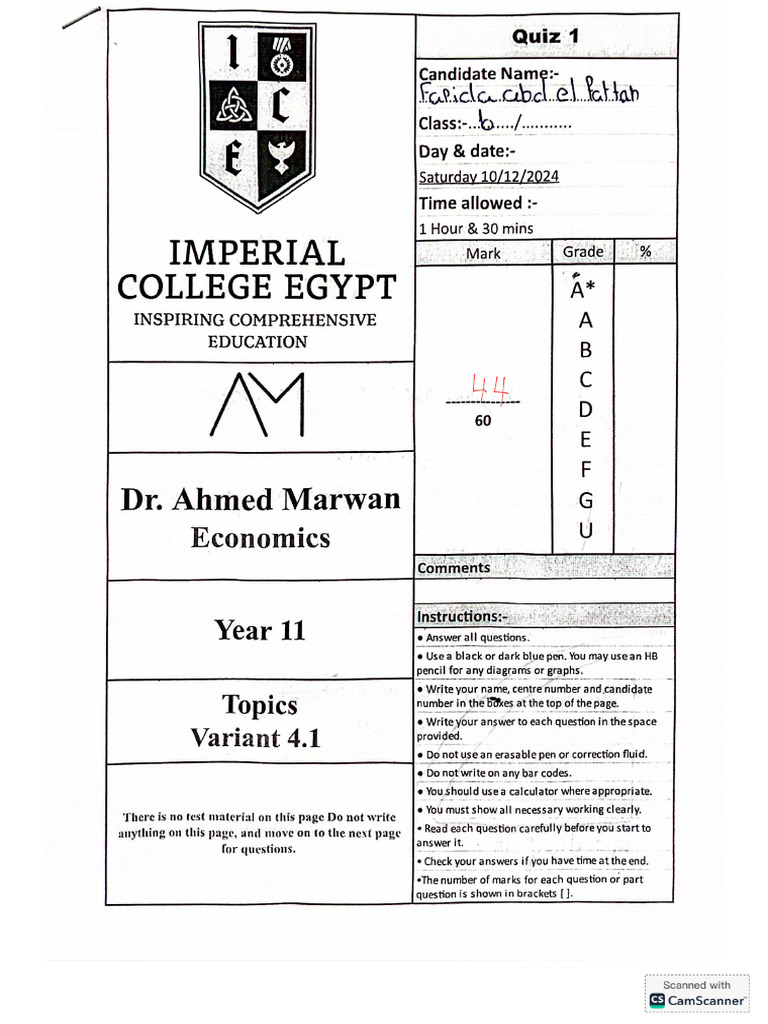 Farida 'S Exam Correction | PDF