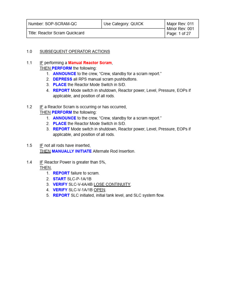 Egs Sop-Scram-Qc | PDF