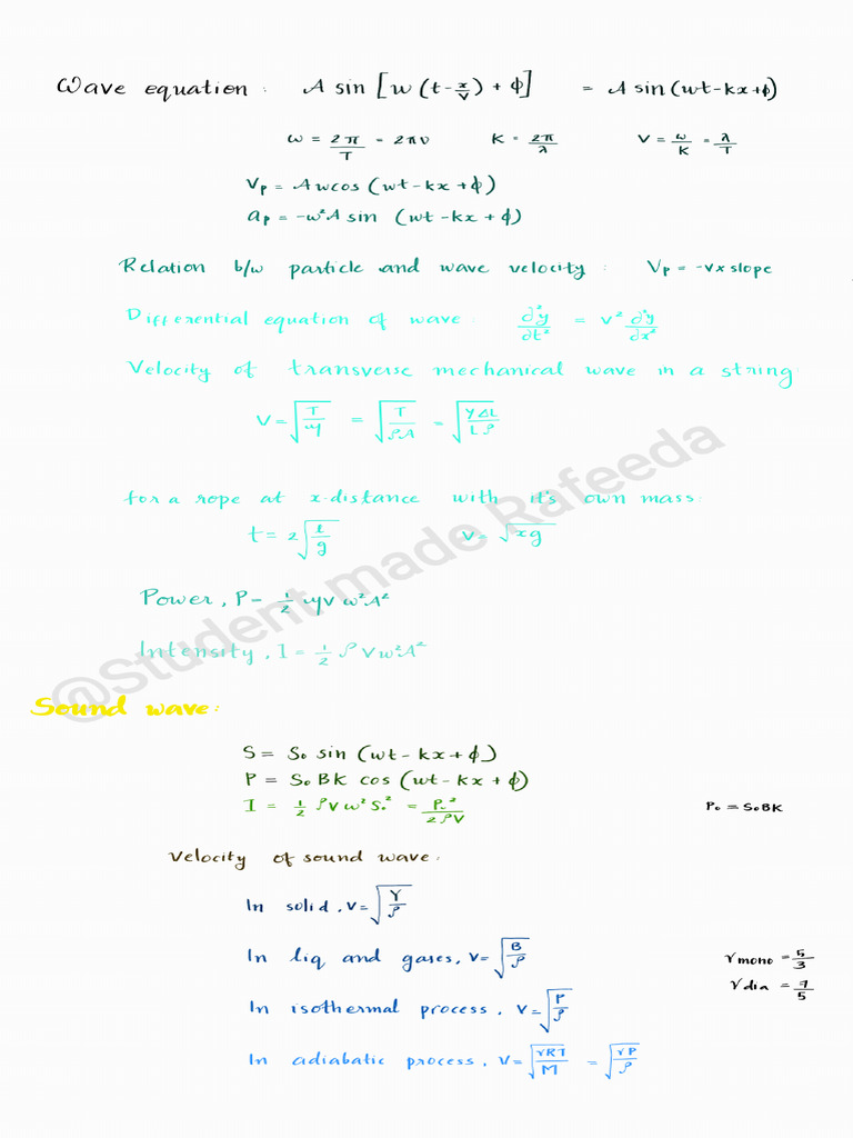 Class 11 Waves Equation | PDF