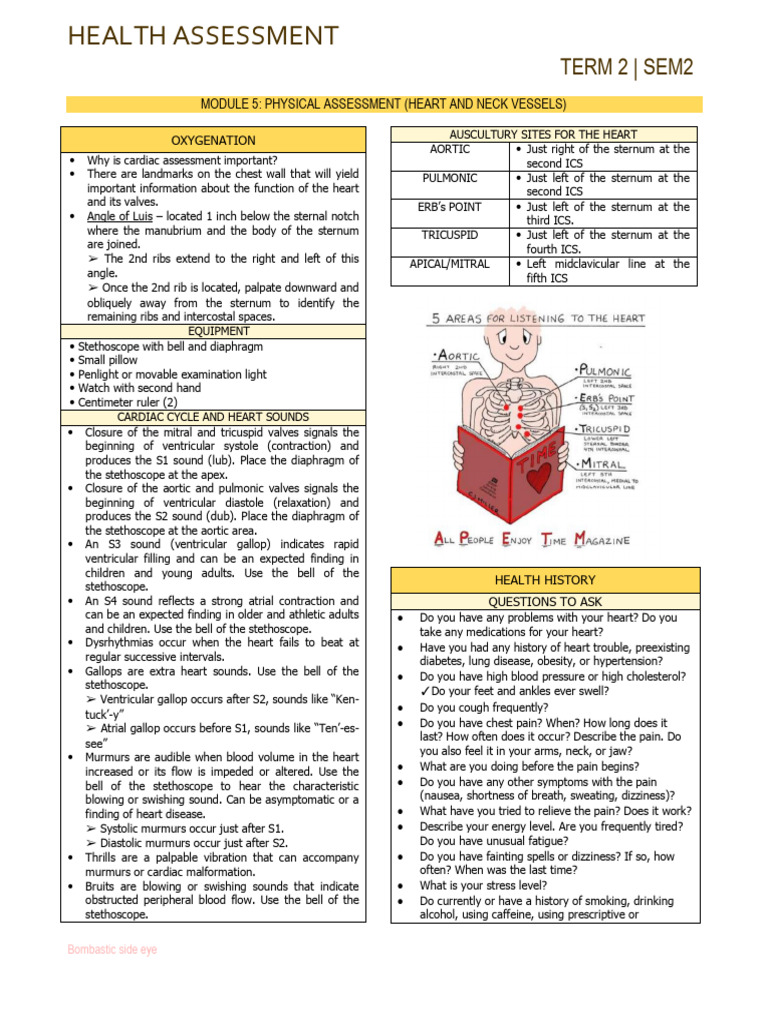 Heart and Neck Vessels Assessment Guide | PDF | Heart | Pulse