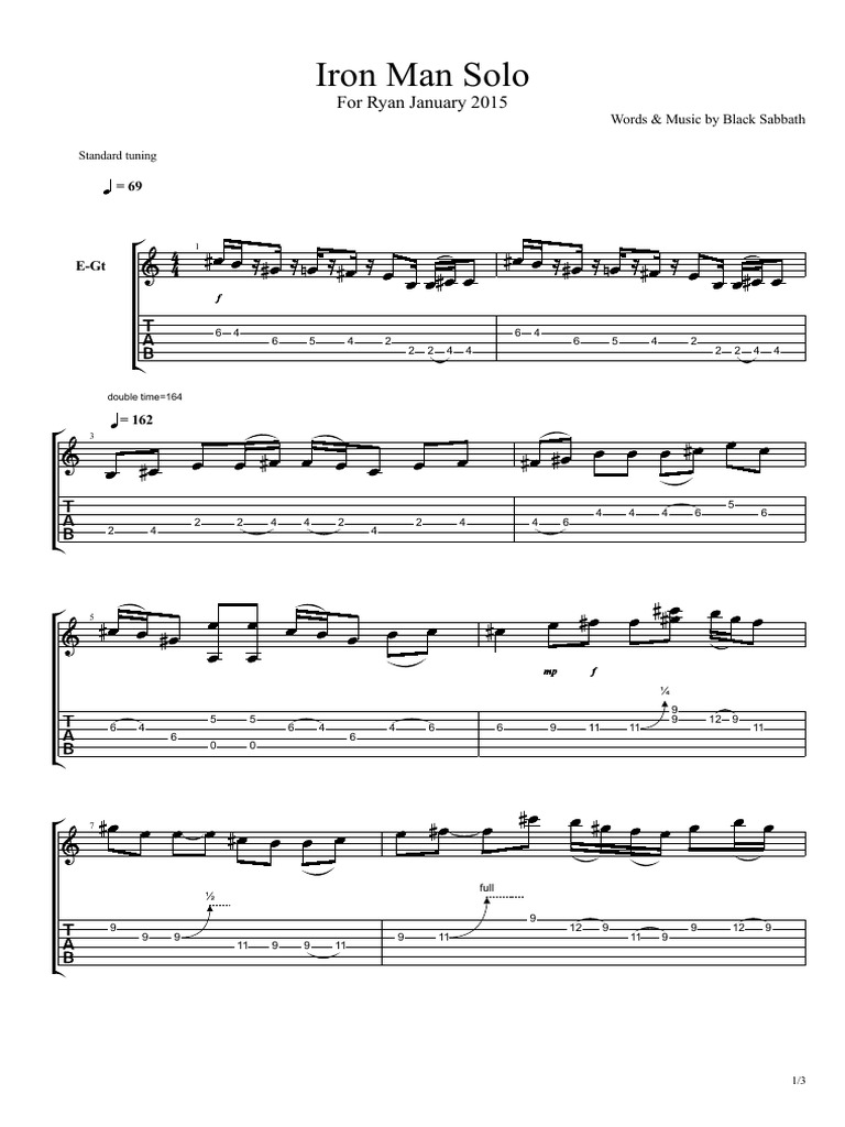 Iron Man Solo Guitar Tab | PDF