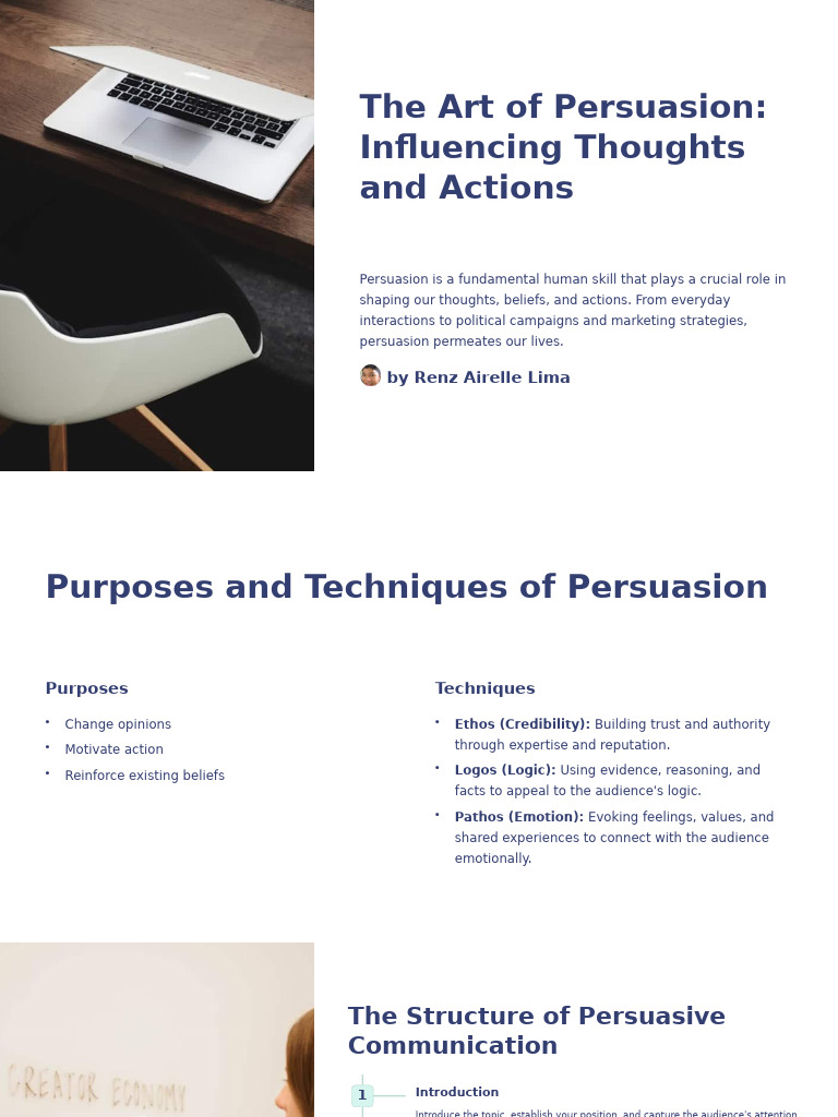 The Art of Persuasion Influencing Thoughts and Actions | PDF | Persuasion | Negotiation