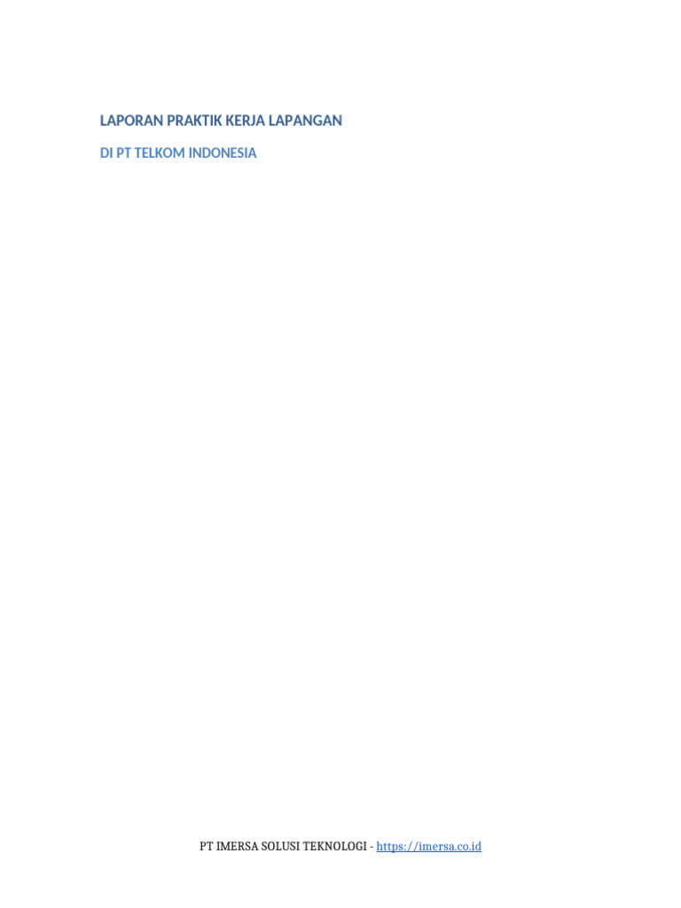 Contoh Laporan PKL Di Telkom Jurusan TKJ | PDF