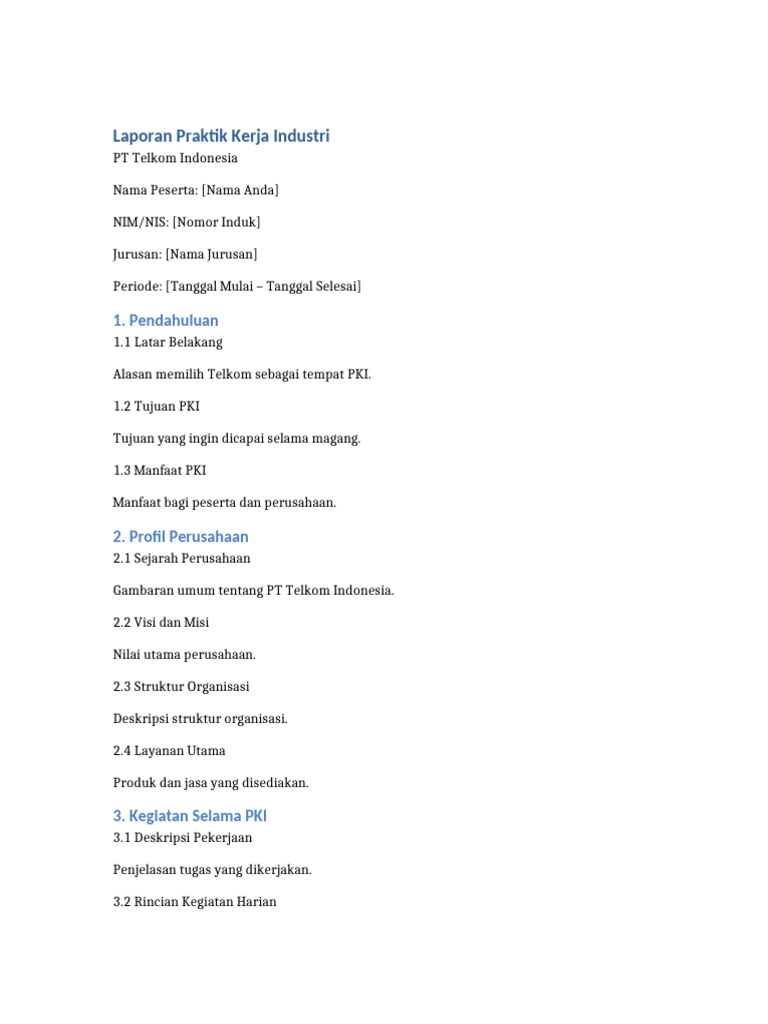 Contoh Laporan PKI Di Telkom | PDF
