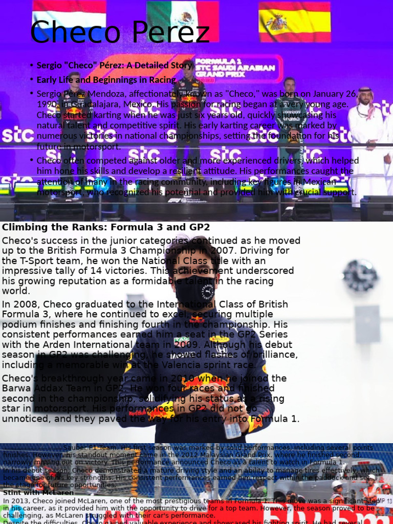 Checo Pérez: F1 Journey and Achievements | PDF | Formula One | Formula ...
