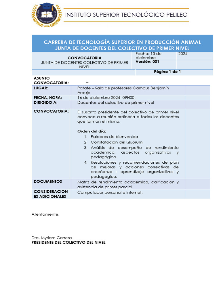 ACTA.N001 - COLECTIVO NIVEL 1 - Producción Animal | PDF | Maestros | Enseñando