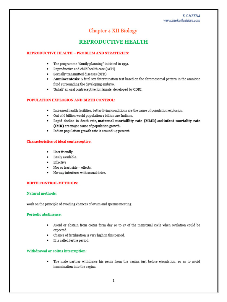 Chapter 4. Reproductive Health | PDF | Sexually Transmitted Infection ...