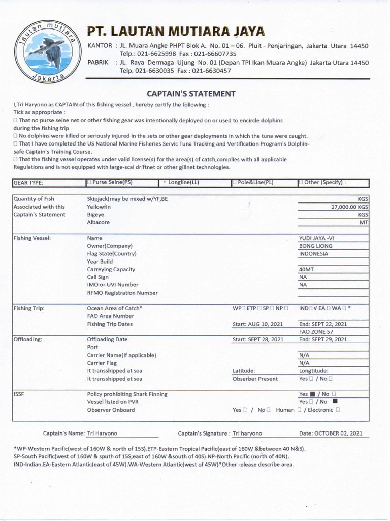 Captains's Statment | PDF
