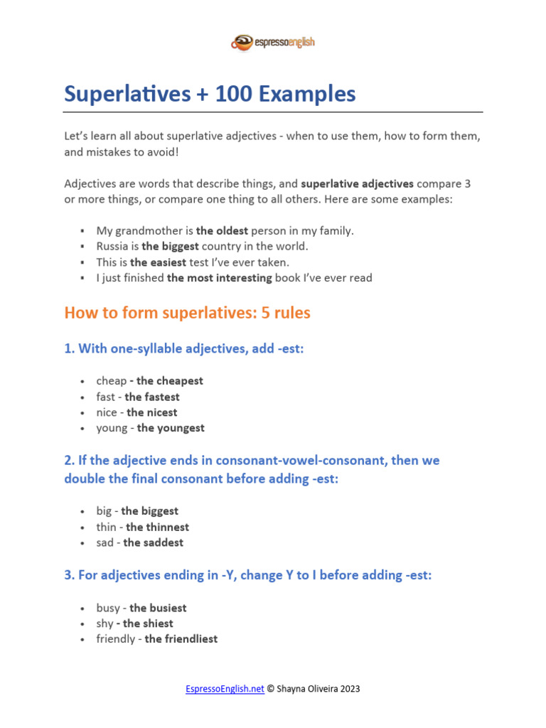 Free-PDF-Superlatives-100-examples (1) | PDF