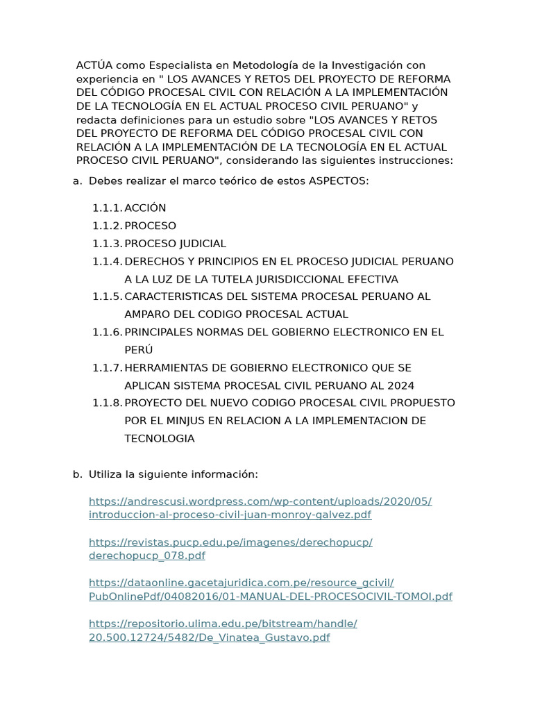 ACTÚA como Especialista en Metodología de la Investigación con experiencia en | PDF | Ley procesal