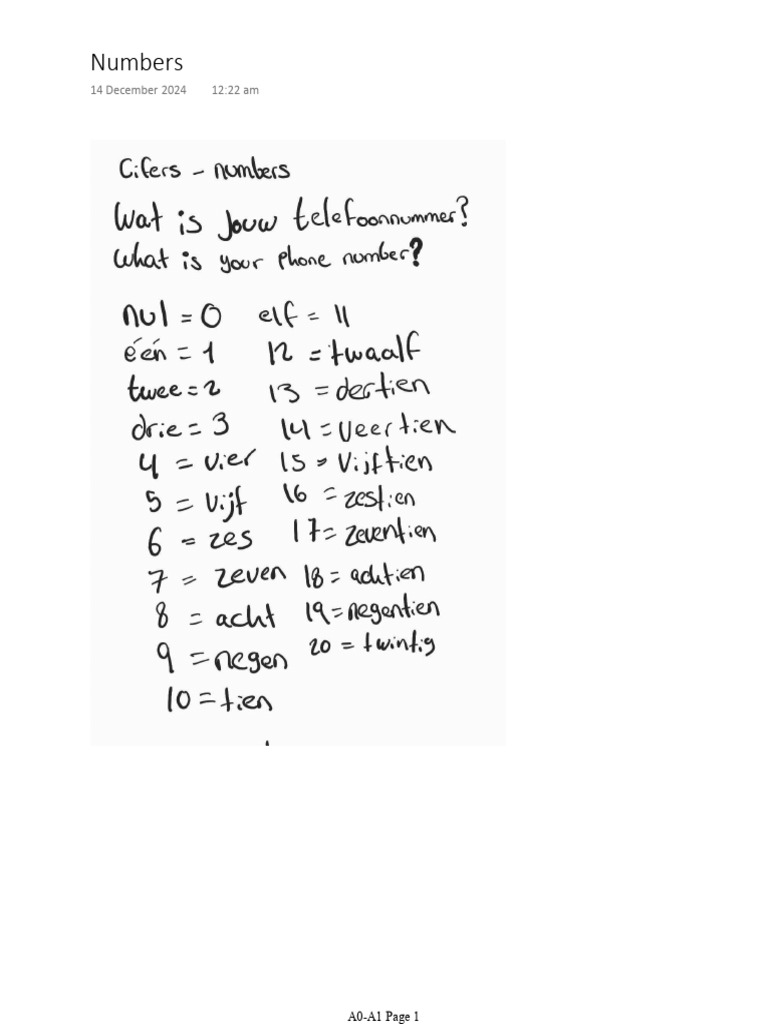 Dutch Numbers | PDF