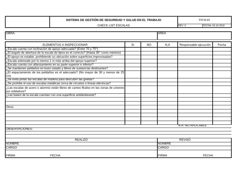 Check List Escalas | PDF
