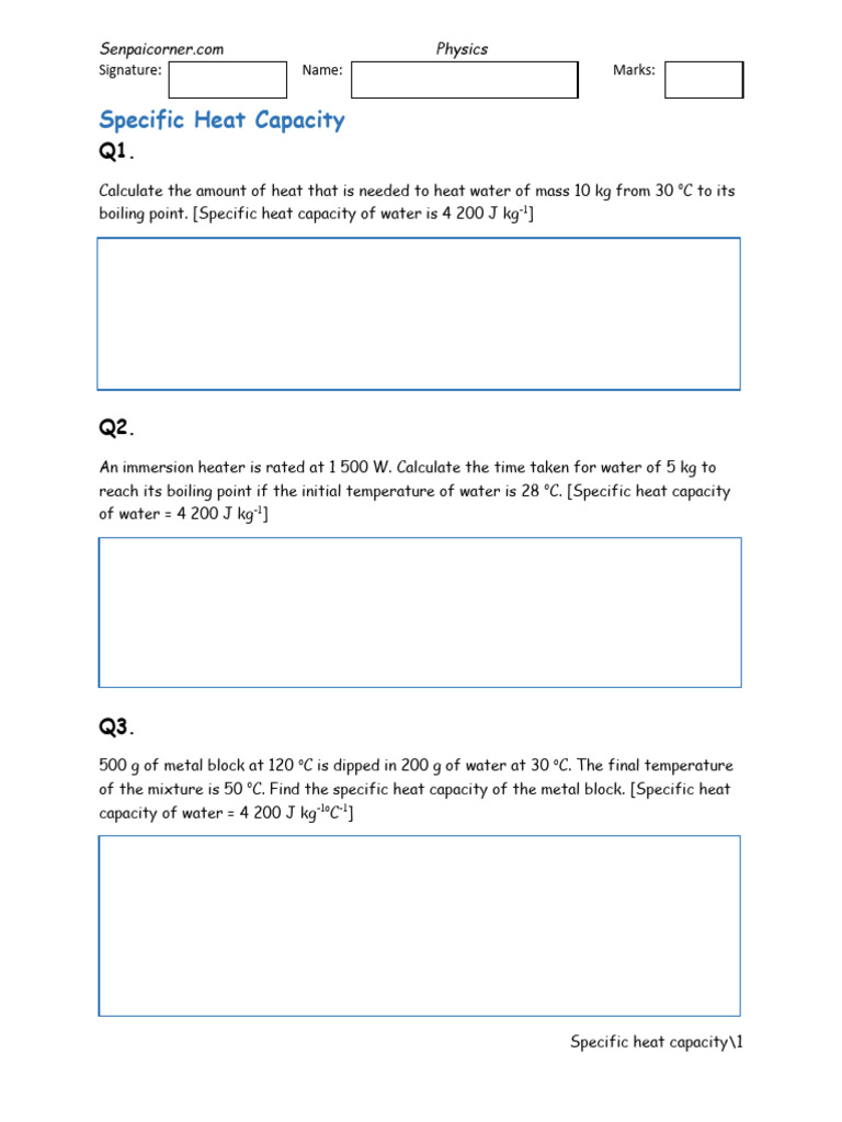 Chapter 2 - Specific Heat Capacity (Take Home Test) | PDF | Heat | Water