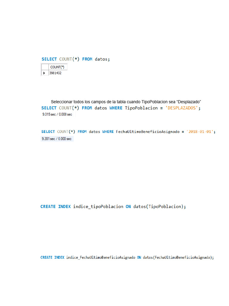 Taller Indices | PDF | SQL | Informática