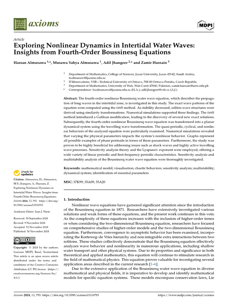 Exploring Nonlinear Dynamics in Intertidal Water W | PDF | Waves | Nonlinear System