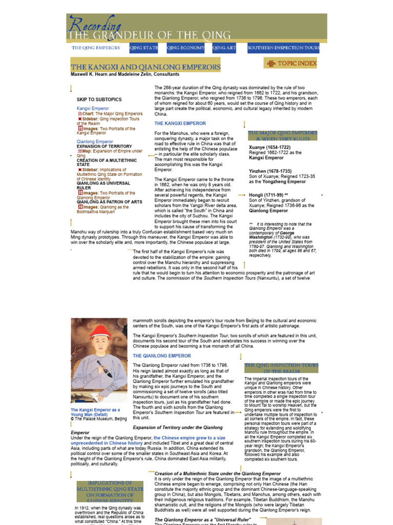 The Kangxi and Qianlong Emperors | PDF | Qing Dynasty | Emperor Of China