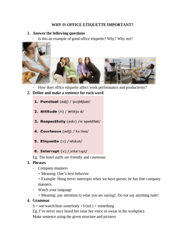 Importance of Office Etiquette Explained | PDF