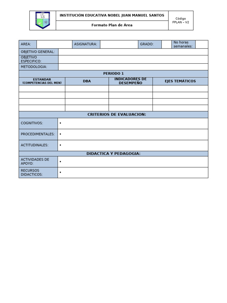 Formato Plan de Area | PDF