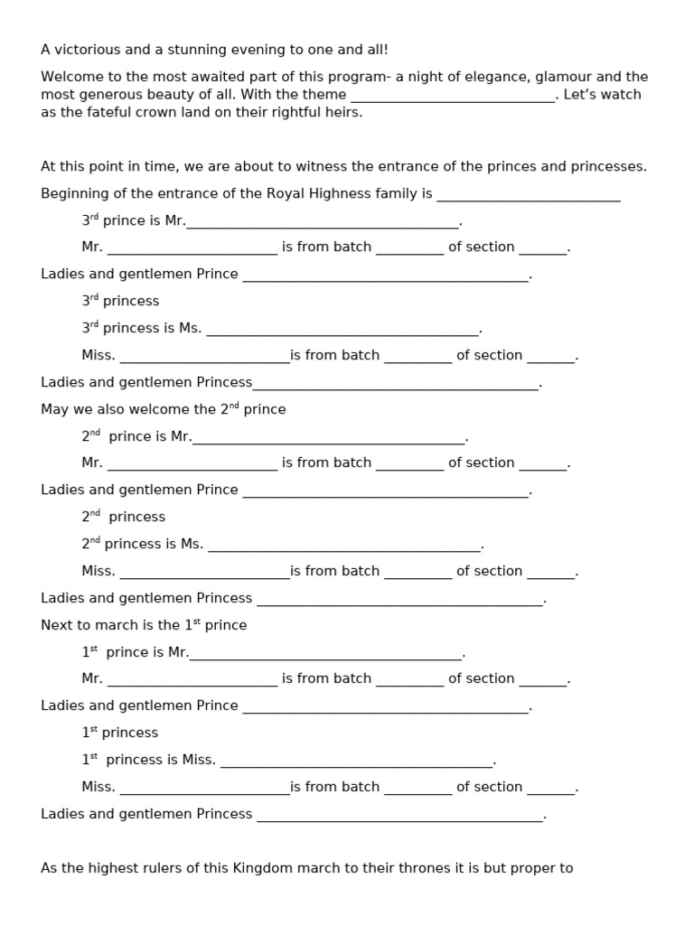 SCRIPT | PDF | Prince | Princess