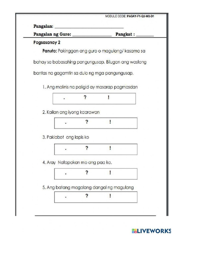 Worksheet Fil. | PDF
